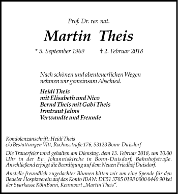 Traueranzeigen von Martin Theis | GA-Trauer.de