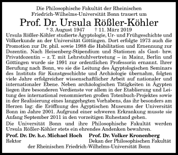Traueranzeigen von Ursula Rößler-Köhler | GA-Trauer.de