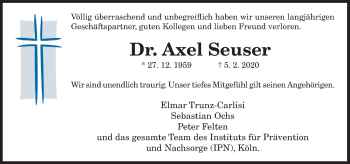 Traueranzeigen von Axel Seuser | ga.trauer.de