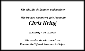 Traueranzeigen von Chris Kring | ga.trauer.de