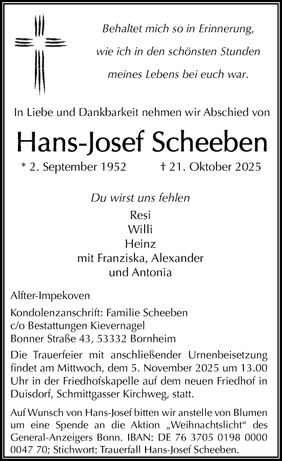 Traueranzeigen des Bonner Generalanzeigers